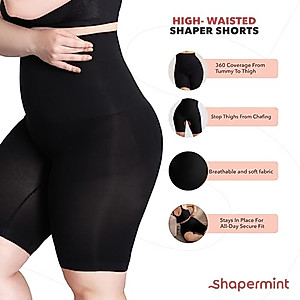 SHAPERMINT High Waisted Body Shaper Shorts - Shapewear for Women Tummy Control Small to Plus-Size. Black Small