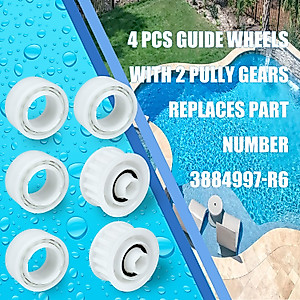 Wztepeng 4 Pcs Guide Wheels with 2 Pully Gears Pool Cleaner Replaces 3884997-R6 Compatible with Dolphin M400 M500 Deluxe 4 Deluxe 5 Pool Cleaner Accessories
