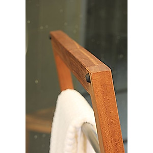 AquaTeak Patented Sula Angled Teak & Stainless Towel Stand
