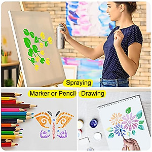 60 Pieces Stencil for Painting Reusable Stencils Wall Stencil DIY Craft Template Paint Stencils for Painting on Wood Wall Home Decor(Flowering Plants)