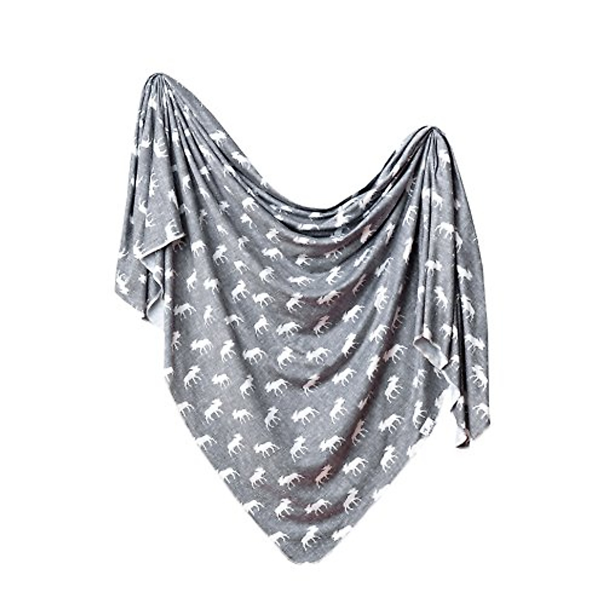 Copper Pearl Large Premium Knit Baby Swaddle Receiving Blanket Grey and White Moose Scout