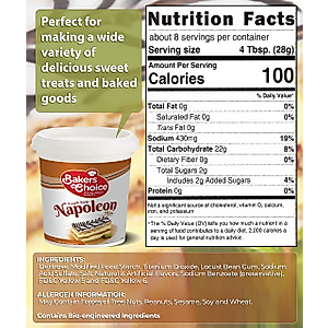 French Vanilla Pudding Mix - French Napoleon Custard Powder - Make Custard Creams For French Napoleon Cake, Custard Cups, Mousse Cake, and Desserts - Dairy Free, Kosher - 8 oz. - By Baker’s Choice