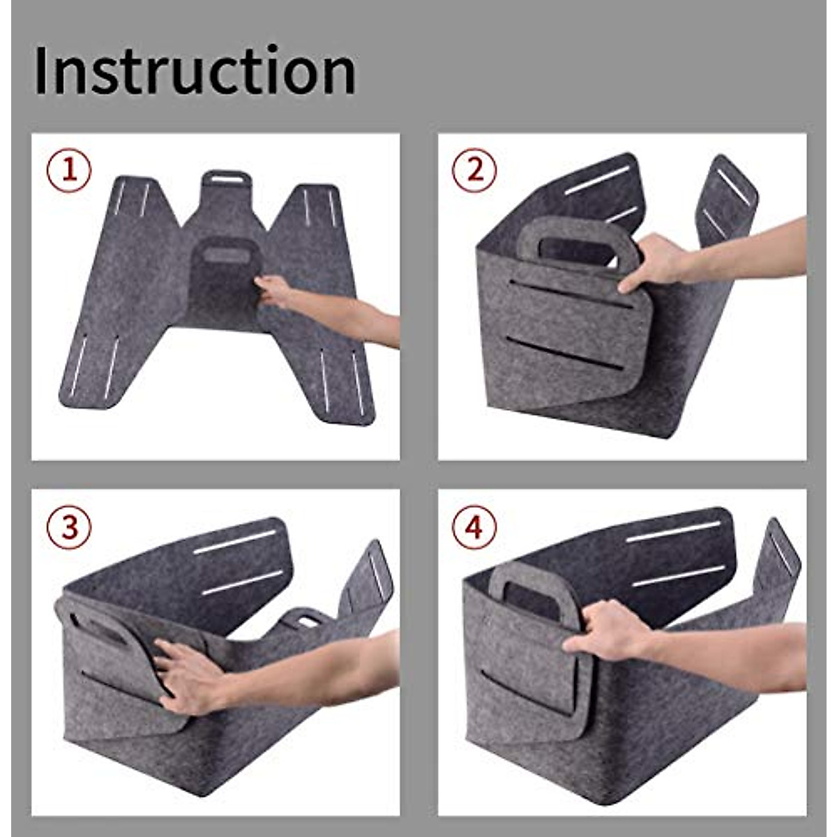 Storage Basket Felt Storage Bin Collapsible & Convenient Box Organizer with Carry Handles for Office Bedroom Closet Babies Nursery Toys DVD Laundry Organizing