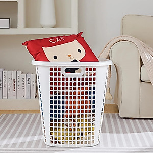 CadineUS 6 Pack Plastic Dirty Clothes Hamper, Laundry Basket with Handles, White