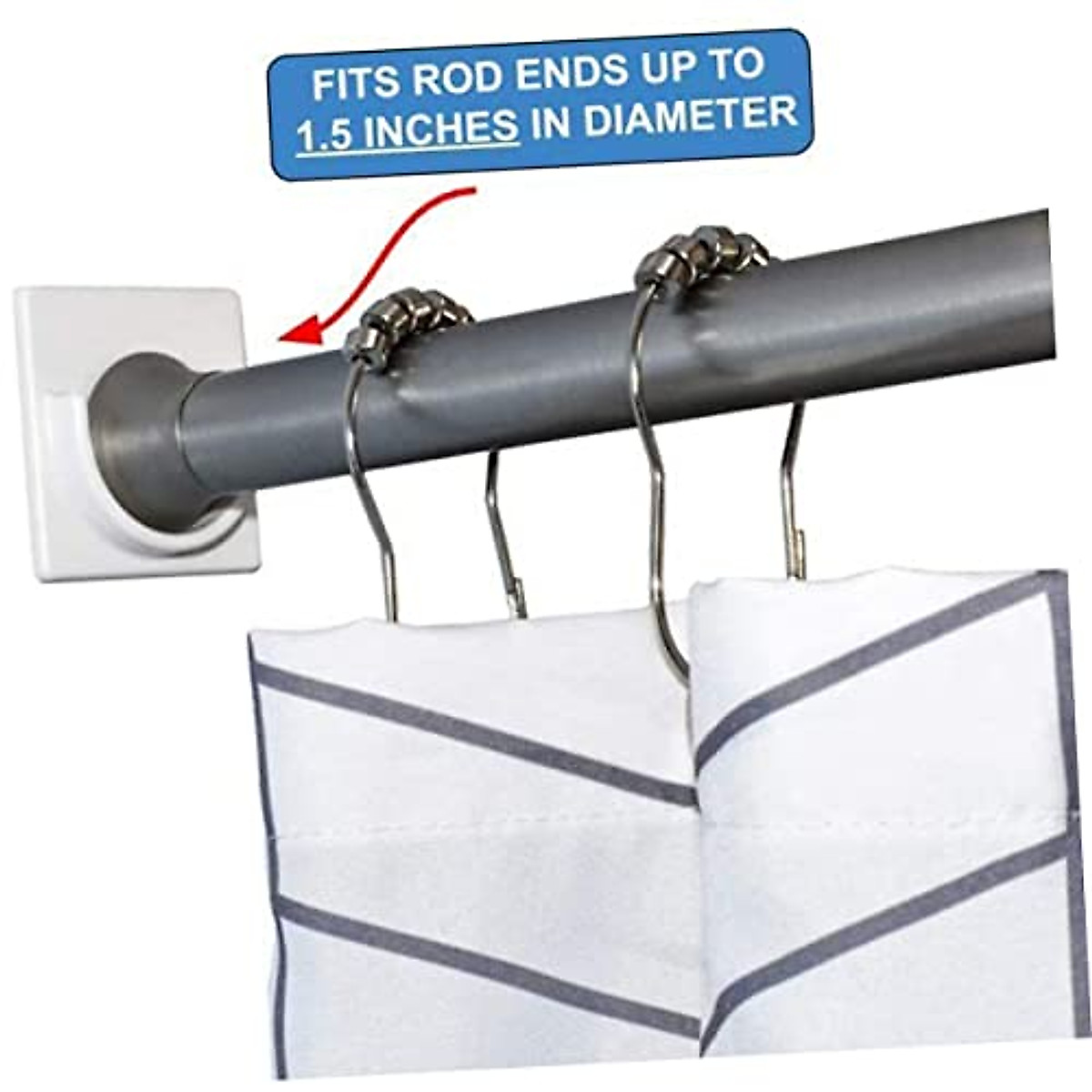 DOITOOL 6pcs Bracket Holder Heavy Duty Shower Curtain Tension Curtain Rods Circle Hooks Adhesive Curtain Rod Holder Wall- Mounted Shower Rods Holder Shower Curtain Tension Holder Fixture