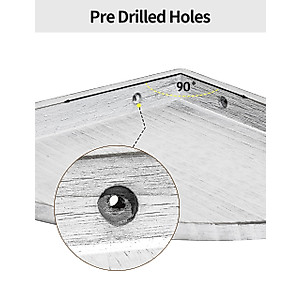 Godimerhea Corner Shelves Wall Mount, Rustic Natural Wood Corner Floating Shelf, Distressed White Storage Organizer Corner Wall Shelves for Living Room Kitchen Bedroom Bathroom Laundry, 9.68x9.68 Inch