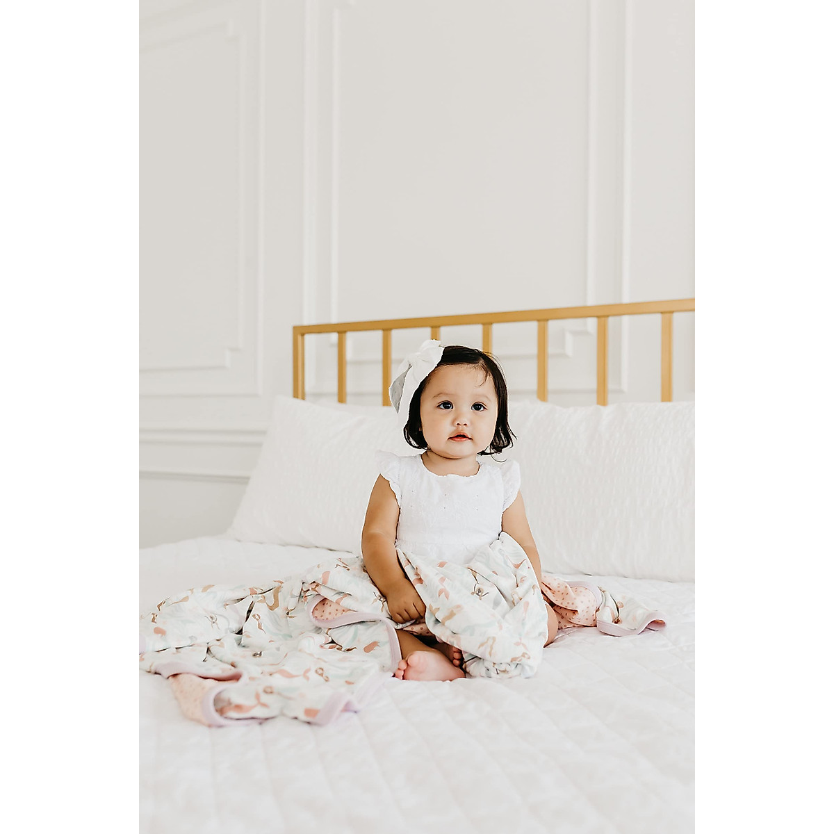 Large Premium Knit Baby 3 Layer Stretchy Quilt Blanket Coral by Copper Pearl