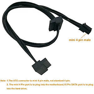 (2-Pack) COMeap SATA Power Cable for Lenovo Motherboard, ATX Mini 4 Pin to 2X Right-Angle SATA Hard Drive HDD Adapter 18-inch(46cm)