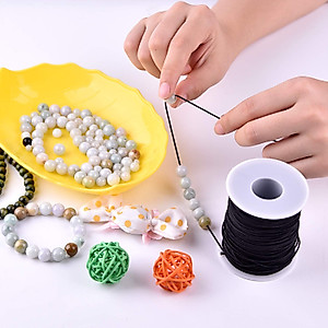 Elastic String Cord, Zealor 2 Roll 1 mm Elastic Thread Beading String Cord for Jewelry Making Bracelets Beading 109 Yards Each Roll (White and Black)