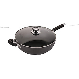 Uniware Non-Stick 12.6 Inch Stir Fry Pan with Tempered Glass Lid, Black (32 cm)