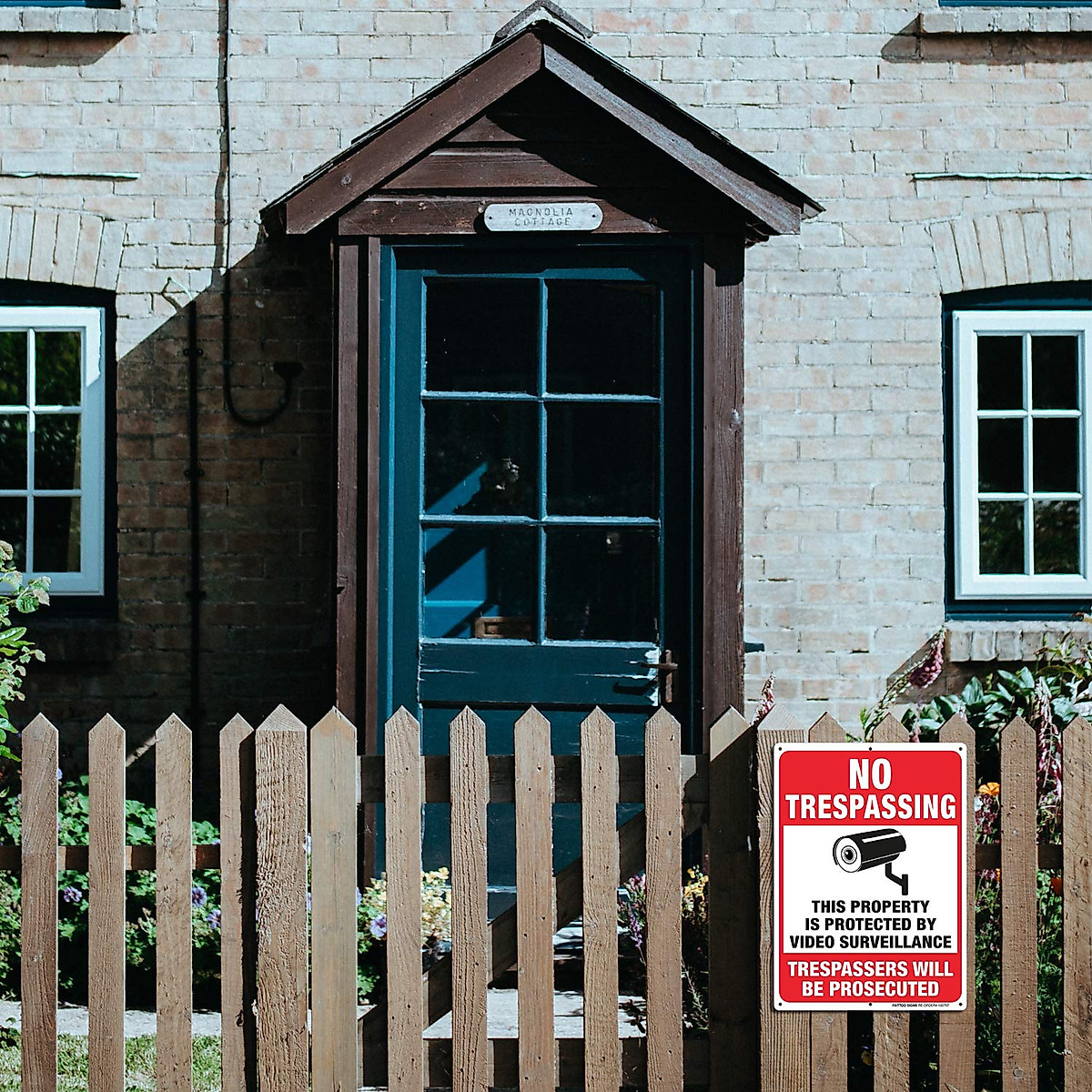 2 Pack No Trespassing Sign, Video Surveillance Signs, Trespassers Will Be Prosecuted Metal Reflective Sign, 10 x 7 Inches 0.40 Aluminum Indoor Or Outdoor Use for Home Business CCT