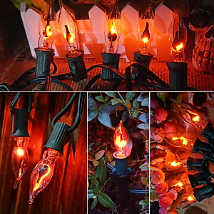 Supernoor Christmas Flickering Flame Light Bulbs,12 Pack C18 Flicker Flame Light Bulbs E12 Base 120 Volts 1 Watt for Electric Candle Lamps Window Candelabra Chandeliers Christmas Bulbs