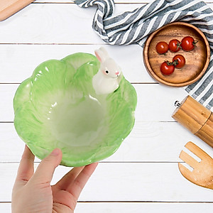 Ceramic Bunny Cabbage Bowl Fruit Salad Bowl Kids Easter Rabbit Food Snack Serving Bowl Tableware Easter Bunny Home Decoration