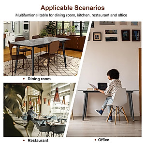 ZL ZELing Dining Table with Marble Sintered Stone Table Top and Metal Legs, Gray 55" Rectangular Kitchen Table, Dinner Table for Dining Room