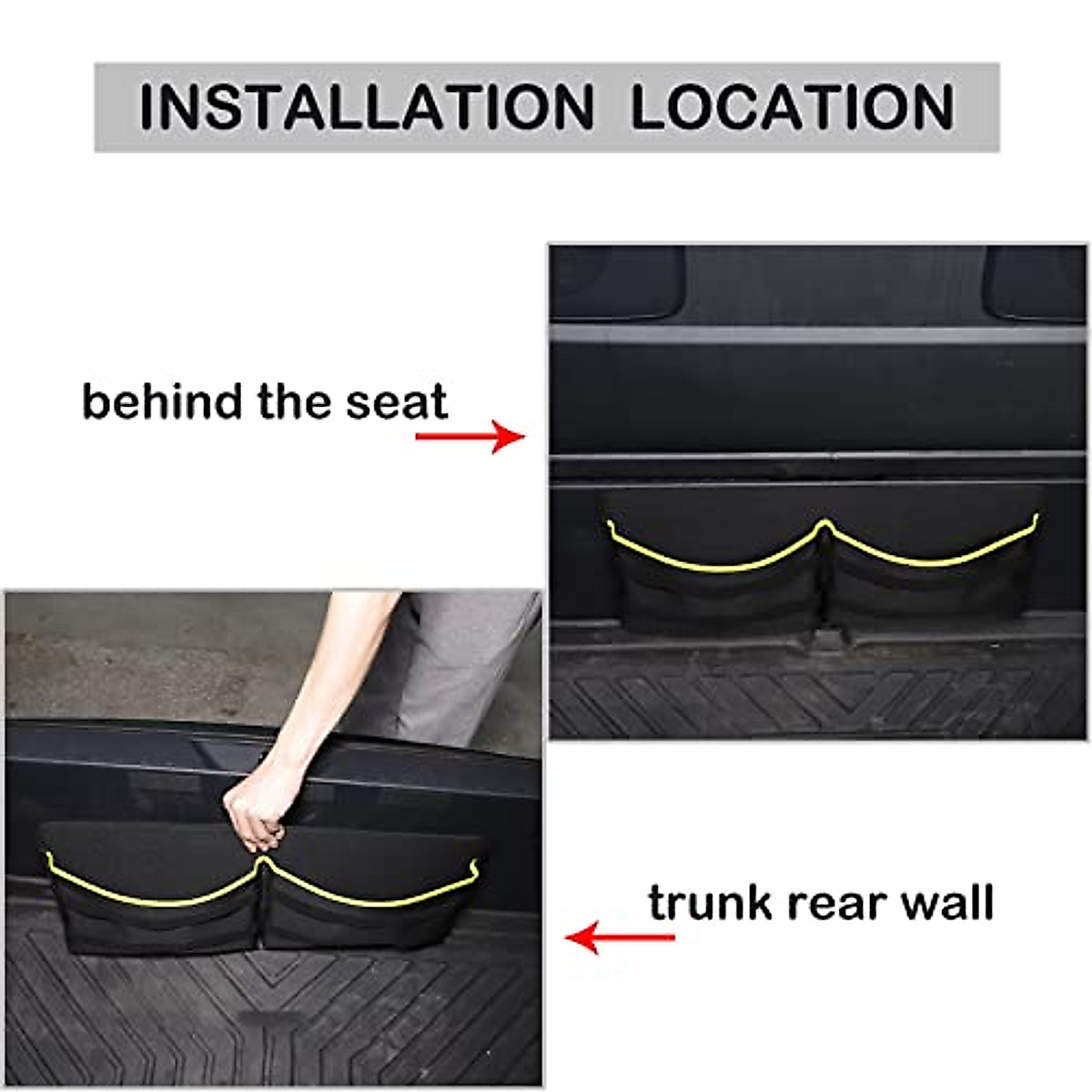 Aunginsy Upgraded Car Trunk Organizer Fit for Toyot@ Sienna 2021-2023 Car Trunk Storage BagTrunk Rear Wall Storage Bag Car Trunk Hanging Organizer With 2 Pockets Oxford Cloth Material Accessories
