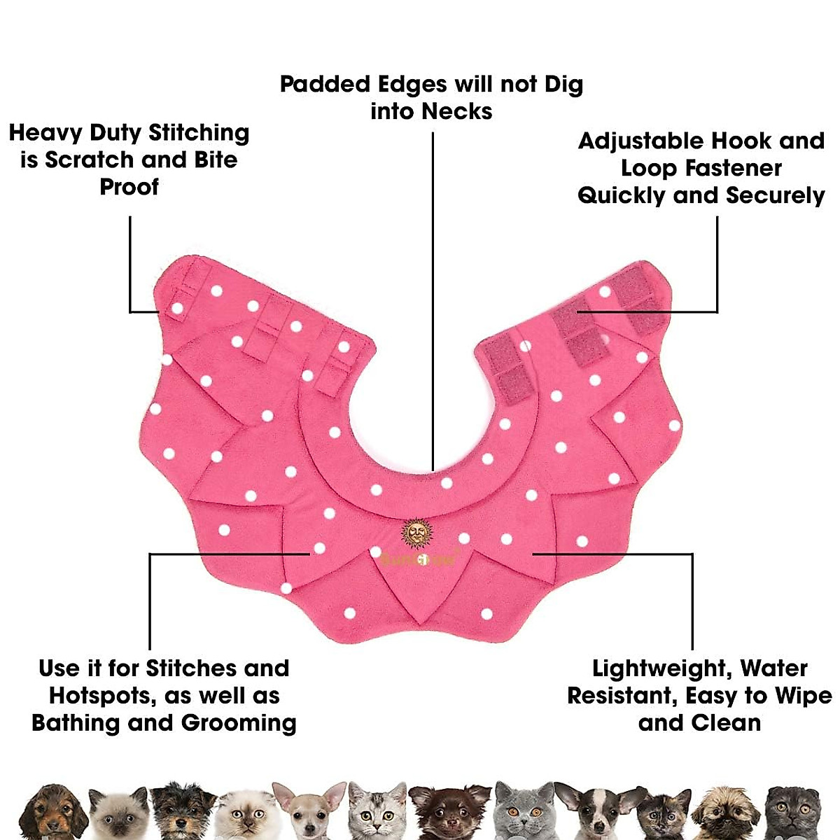 SunGrow Cat Cone Collar Soft Washable, Cat Recovery E Collar Sleep Cone After Surgery to Stop Licking, Pet Cone of Shame Alternatives, Scratch & Bite Proof Grooming Soft Cone for Easy Nail Cutting