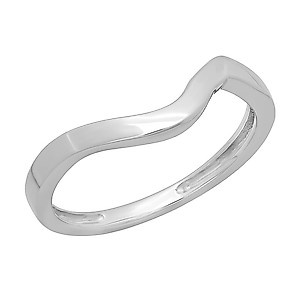 Dazzlingrock Collection Women Anniversary Stackable Contour Guard Ring, 14K Solid White Gold, Size 8