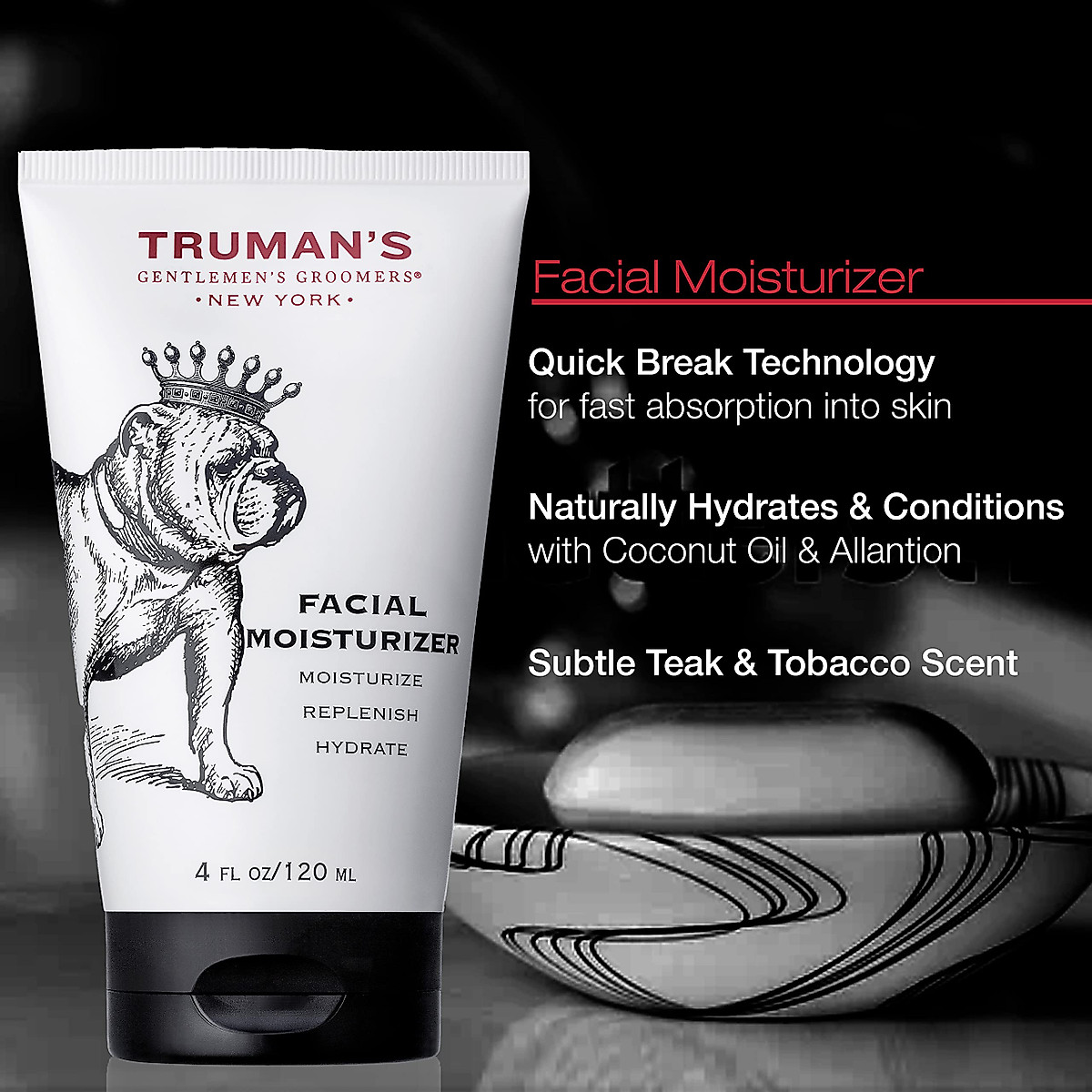 Truman's Gentlemen's Groomers - Men's Facial Moisturizer - Fixes Dry Skin, Rich in Vitamin B to Reduce Inflammation, Cooling Eucalyptus oil 4oz