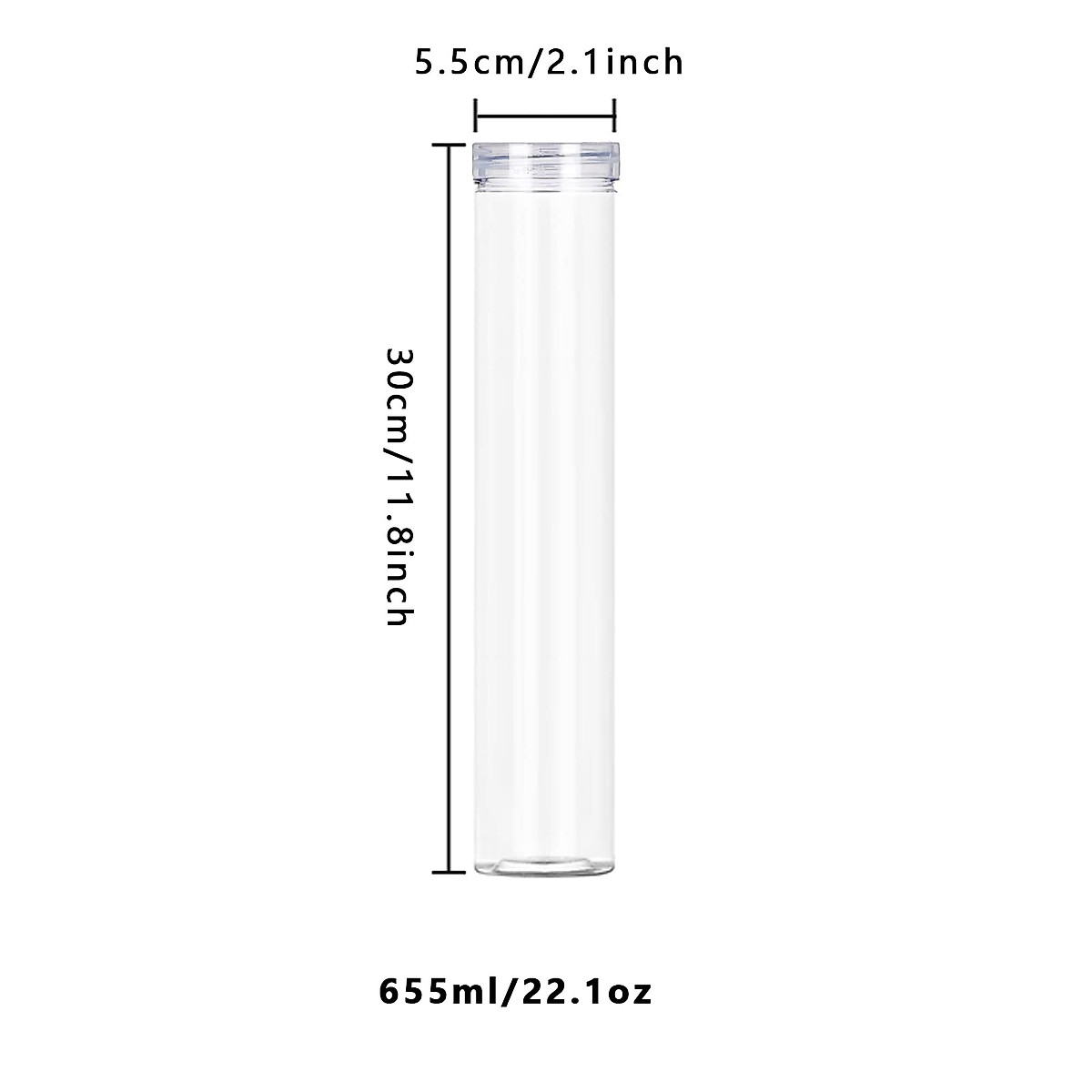 Set of 6Pcs Clear Plastic Food Storage Jar with Lid, Round Transparent Skinny Storage Container for Spaghetti, Pasta and Dry goods (Clear 6pcs)