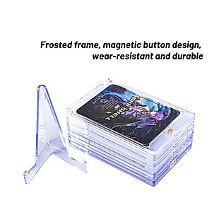 UTCTBC 35 PT Strong Magnetic Cards Sleeves 6 Card Brick + 1 Display Stand Clear Soft Pro Card Holder Fit Standard Trading Cards, Sports Cards,