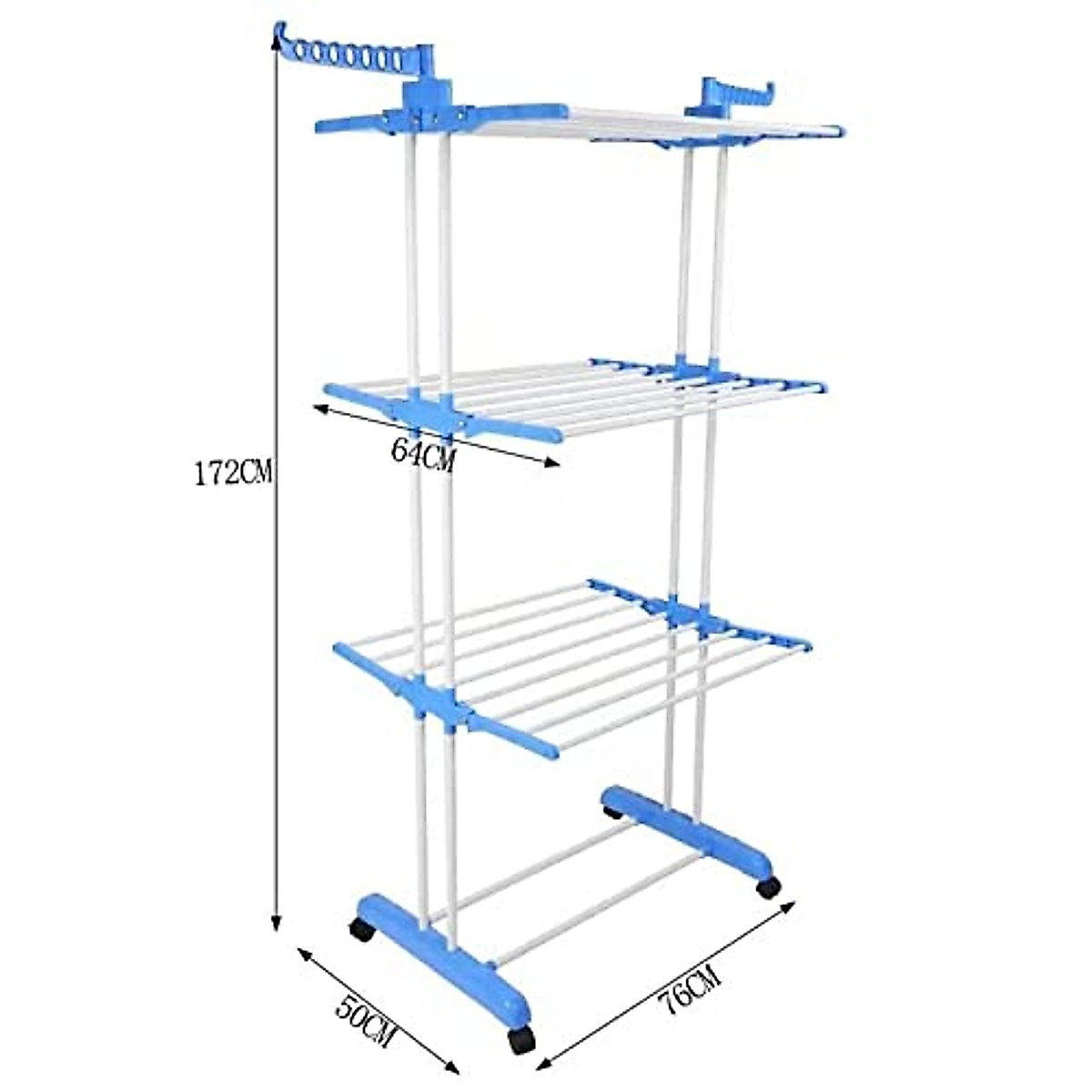 WXFKLDJ 4-Tier Clothes Drying Rack, Movable Clothes Drying Rack with Casters for Indoor/Outdoor for Drying Clothes, Bed Covers, Shoes, Sofa Covers
