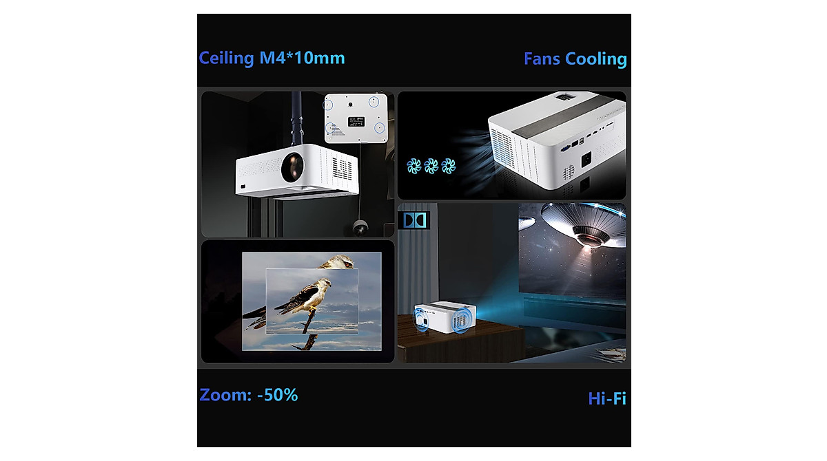 JIFAR H6 4K Projector with 5G WiFi & Bluetooth | Home Theater & Gaming