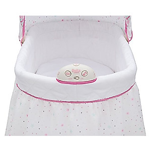 Delta Children Gliding Bedside Bassinet - Portable Crib with Lights, Sounds and Vibration, Disney Minnie Mouse Boutique