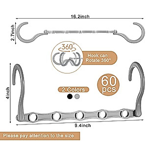 Tatuo 60 Pcs Space Saving Hangers Closet Organizers and Storage Magic Clothes Hangers Sturdy Multiple Cascading Hangers with 5 Holes for Heavy Clothes College Dorm Room Closet Organization