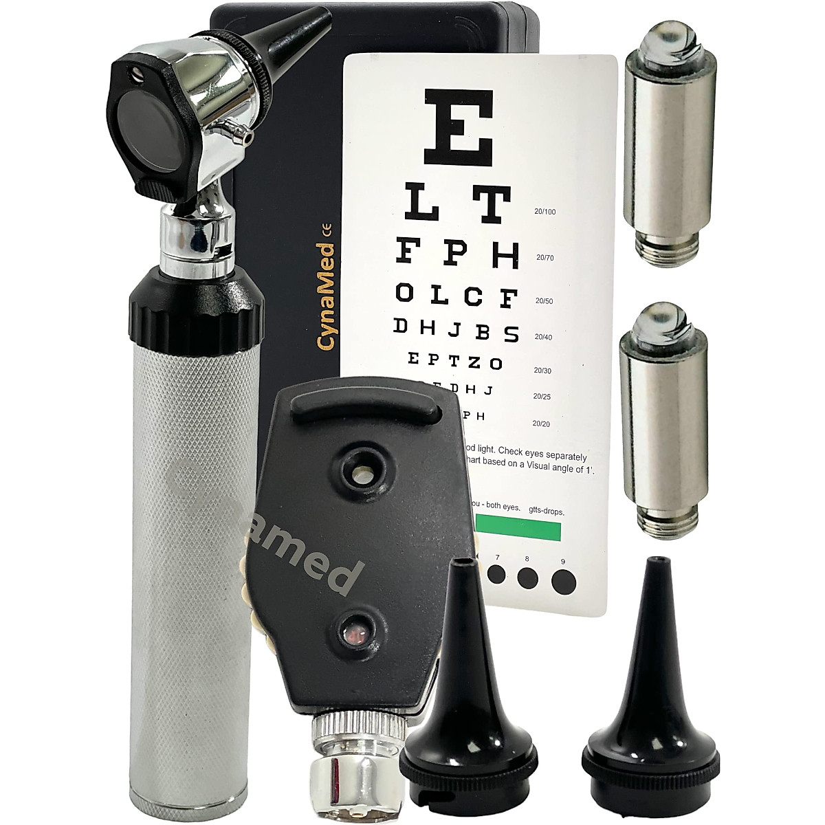 Student Home Use Excellent Otoscope Kit Set Led Otoscope 3.5v Black with Hard Case Plus Extra Replacement Bulb Plus Specula Cynamed