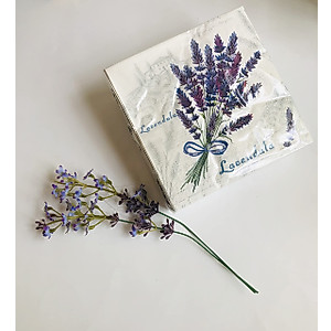 Nantucket 40 cts 13x13 Pretty Lavender Flower Paper Napkins | Flora Luncheon Dinner Napkins | Pretty purple napkin for party buffet, each 6.5''x6.5'' folded 13''x13'' unfolded