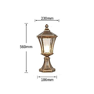 ZZYJYALG European Outdoor Basic Pedestal Post Light Bronze Waterproof Garden Villa Garden Lights Home Retro Traditional Lantern Door Column Gate Wall Pillar Lamp