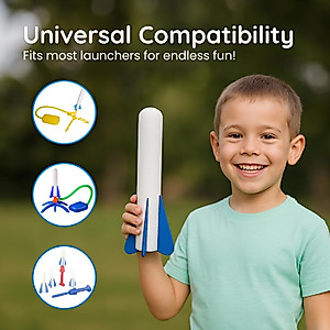 Botabee Glow-in-The-Dark Soft Foam Rocket Refills for Rocket Launchers | Compatible with Stomp Rocket® Jr. Glow Rocket Launcher | 6 Pack Replacement Air-Powered Foam Rockets