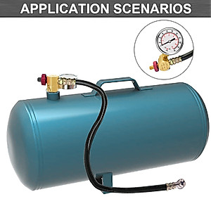 GODESON Air Tank Valve Kit with Gauge, Air Tank Repair Kit Come with 2" Pressure Gauge with 1/8"NPT, 4 Ft Air Hose with 1/4"NPT Connect and Brass Air Tank Manifold with 1/2" NPT to Air Tank…