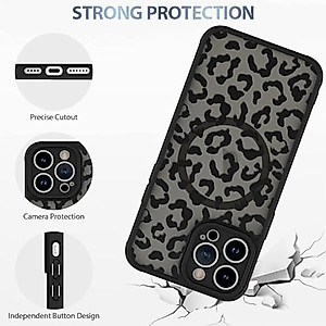 AIGOMARA for iPhone 13 Pro Max Case [Compatible with MagSafe] Black Leopard Pattern Design Case for Women Girls Men Soft TPU Bumper Hard PC Back Anti-Fall Shockproof Protective Slim Cover