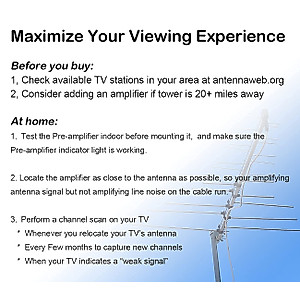 CeKay TV Antenna Amplifier Signal Booster, HDTV Preamplifier, HD Digital VHF UHF Amplifier, with 4G LTE Filter