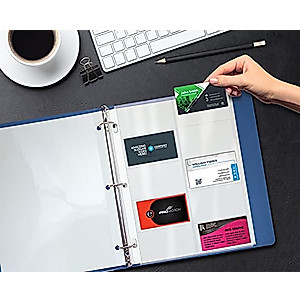 50/Box Clear Heavyweight Business Card Sleeve Pages, Refill Pages, 10 Pockets Per Sheet, 3 Ring Business Card Binder Sheets, by Better Office Products, 50 Count