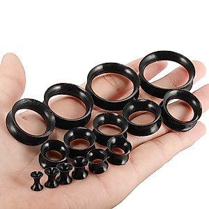 Xpircn 15 Pairs Thin Silicone Gauges Flexible Skin Ear Tunnles Plugs Double Flared Hollow Expander Ear Piercing Jewelry 3mm-30mm (Mixed Gauges)