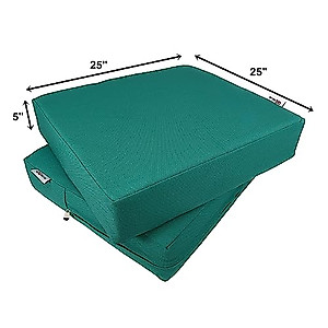 QQbed 6 Pack Outdoor Patio Chair Washable Cushion Pillow Seat Covers 24"X22"X4" Size - Replacement Covers Only (24"X22"X4" 6 Pack, Peacock Blue)