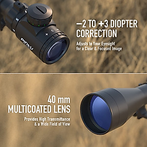 Pinty 3-9X40 Red Green Rangefinder Illuminated Optical Rifle Scope