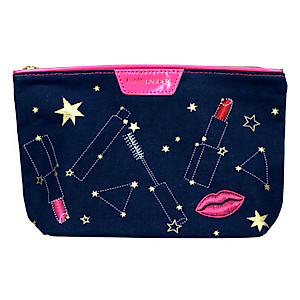 Estee Lauder Cosmetics Makeup Travel Bag •• (Zodiac/Horoscope Collection ≈ Navy Blue & Hot Pink) ••