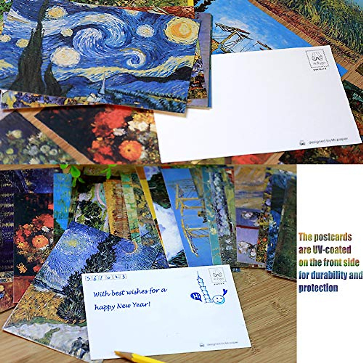 Postcards 30 Count Starry Night Van Gogh Postcard Self Mailer Postcards Mailing Side Travel Greeting Cards Famous Scenery Thanksgiving Traveling Cards Collection Postcards (Starry Night)
