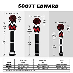 Scott Edward Knitted Golf Head Covers 4PCS Handmade Fit Well for Driver and Fairway Woods with Long Neck Pom Pom Golf Club Headcovers Set