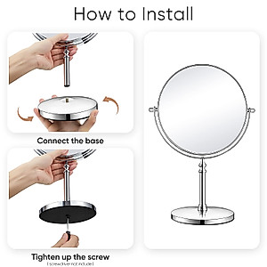 KEDSUM 1X/10X Magnifying Makeup Mirror, 8 Inch Large Table Mirror with Stand, Personal Makeup Mirror with Magnification, Double Sided Vanity Mirror with 360° Rotation, Detachable Base