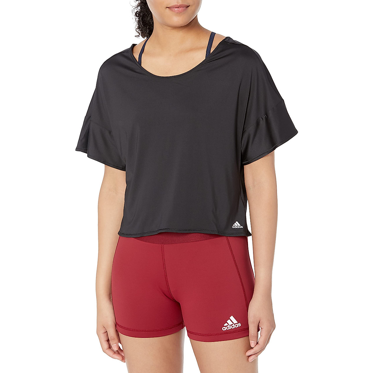 adidas Women's Studio Backless Tee, Black/White, Medium