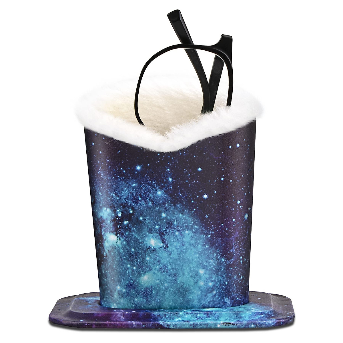 PG6 Plush Lined Eyeglasses Holder Stand Case Protective Glasses Case for Desks, Starry Sky, One Size