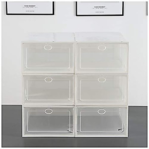 RBtoday Shoe Storage Boxes 24 Pack Clear Plastic Stackable -White - Practical Shoes Racks Organizers Shoe Storage Organizer Cabinet