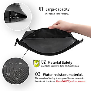 pack all Water-Resistant Material Zipper Pouch, Mesh Zipper Bags for Storage, Travel, Office (Black, Small)