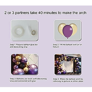 Metallic Purple Balloon Arch Garland Kit-Metallic Gold Balloon Black Balloon 123Pcs for Graduation,Birthday,Easter,Baby Shower,Christmas,Fiesta Party Decoration.