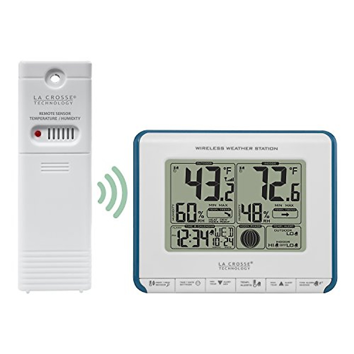 La Crosse Technology 308-1711BL Wireless Weather Station with Heat Index and Dew Point,Teal Blue/White