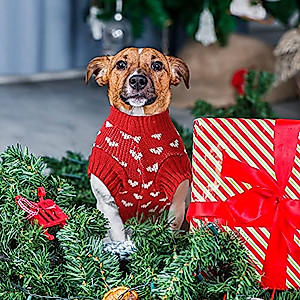 Xuniea 3 Pieces Dog Sweater Dress with Leash Hole Dog Coat Knitwear Vest Turtleneck Pullover Warm Pet Sweater Small Dog Sweater Pet Clothes Sweater for Puppy Cat Dog (Gray, Pink, Red, Medium, Small)